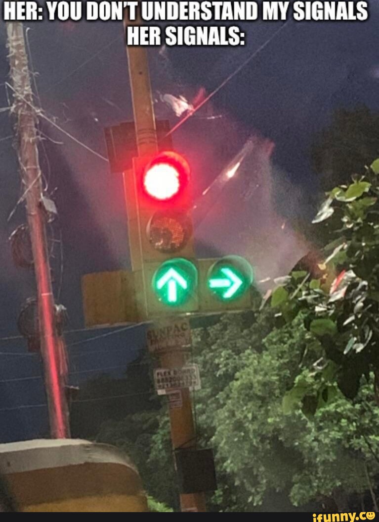 HER: YOU DON'T UNDERSTAND MY SIGNALS HER SIGNALS: - iFunny