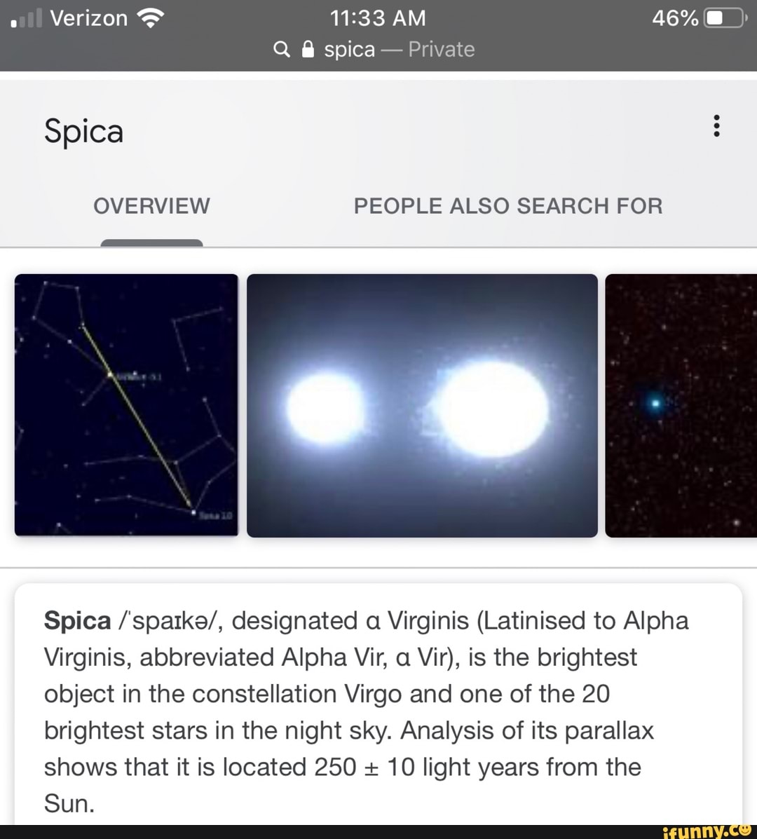 OVERVIEW PEOPLE ALSO SEARCH FOR Spica /spaike/, designated a Virginis ...