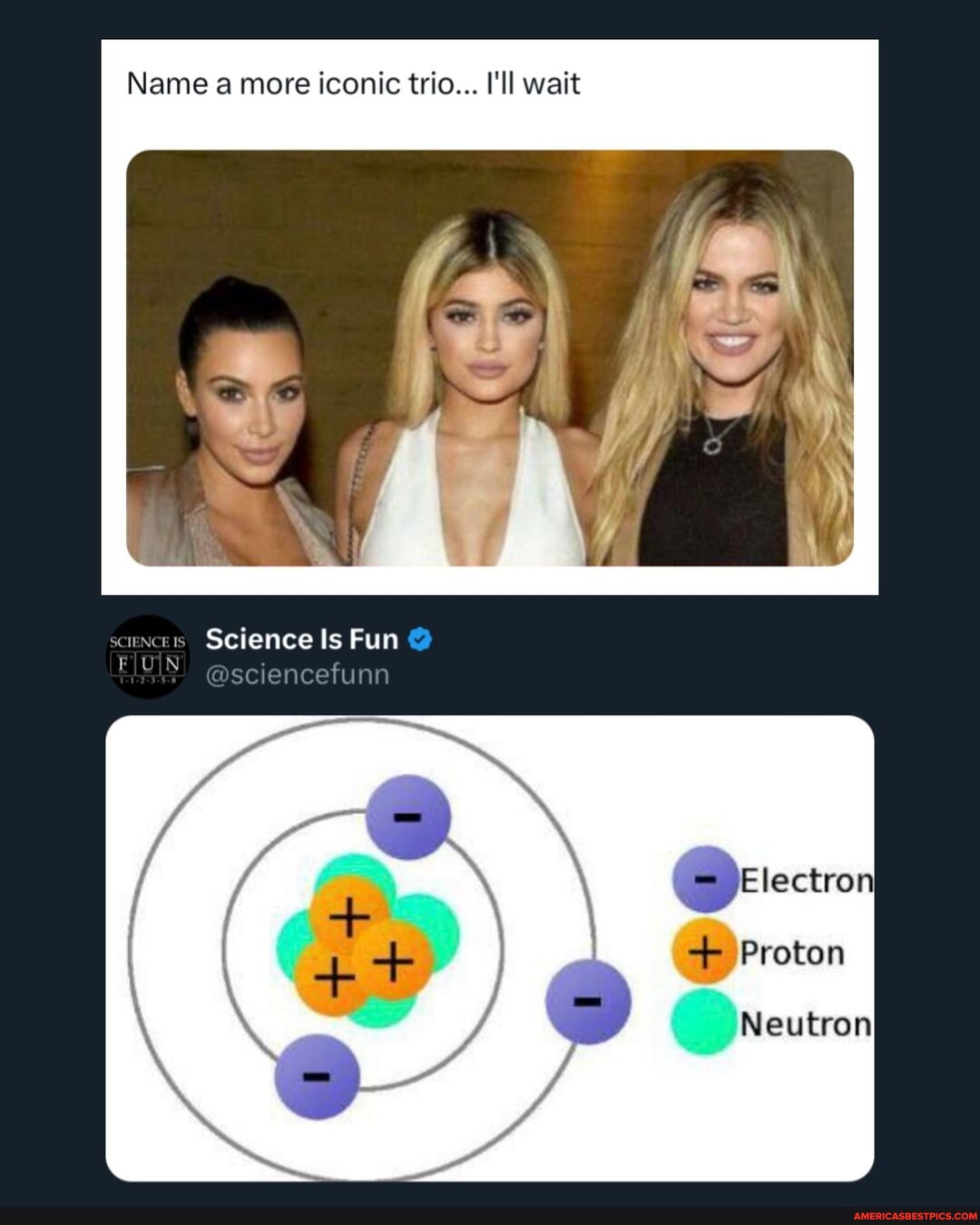 Now you go - Name a more iconic trio... I'll wait Science Is Fun Proton ...