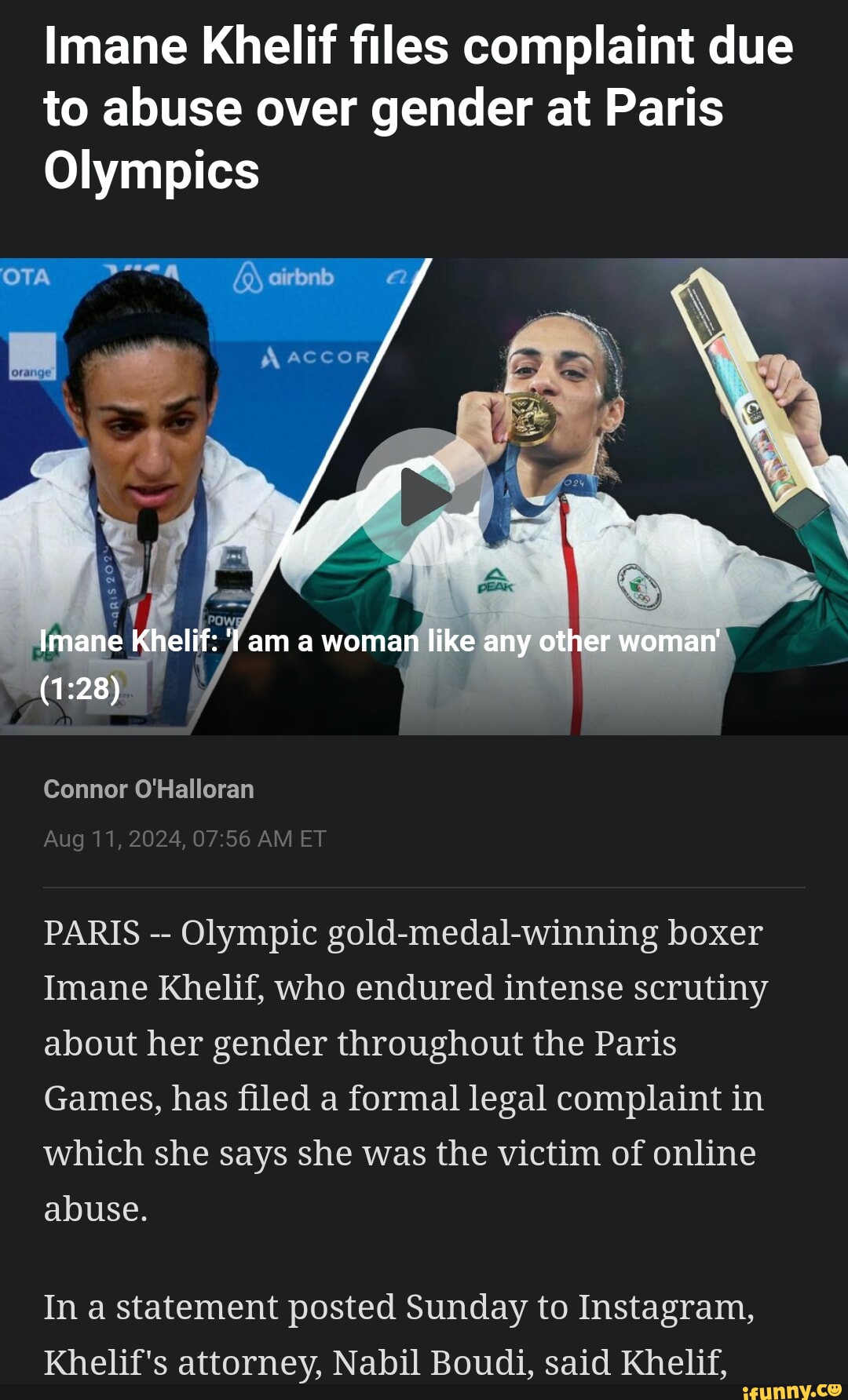 Imane Khelif files complaint due to abuse over gender at Paris Olympics ...