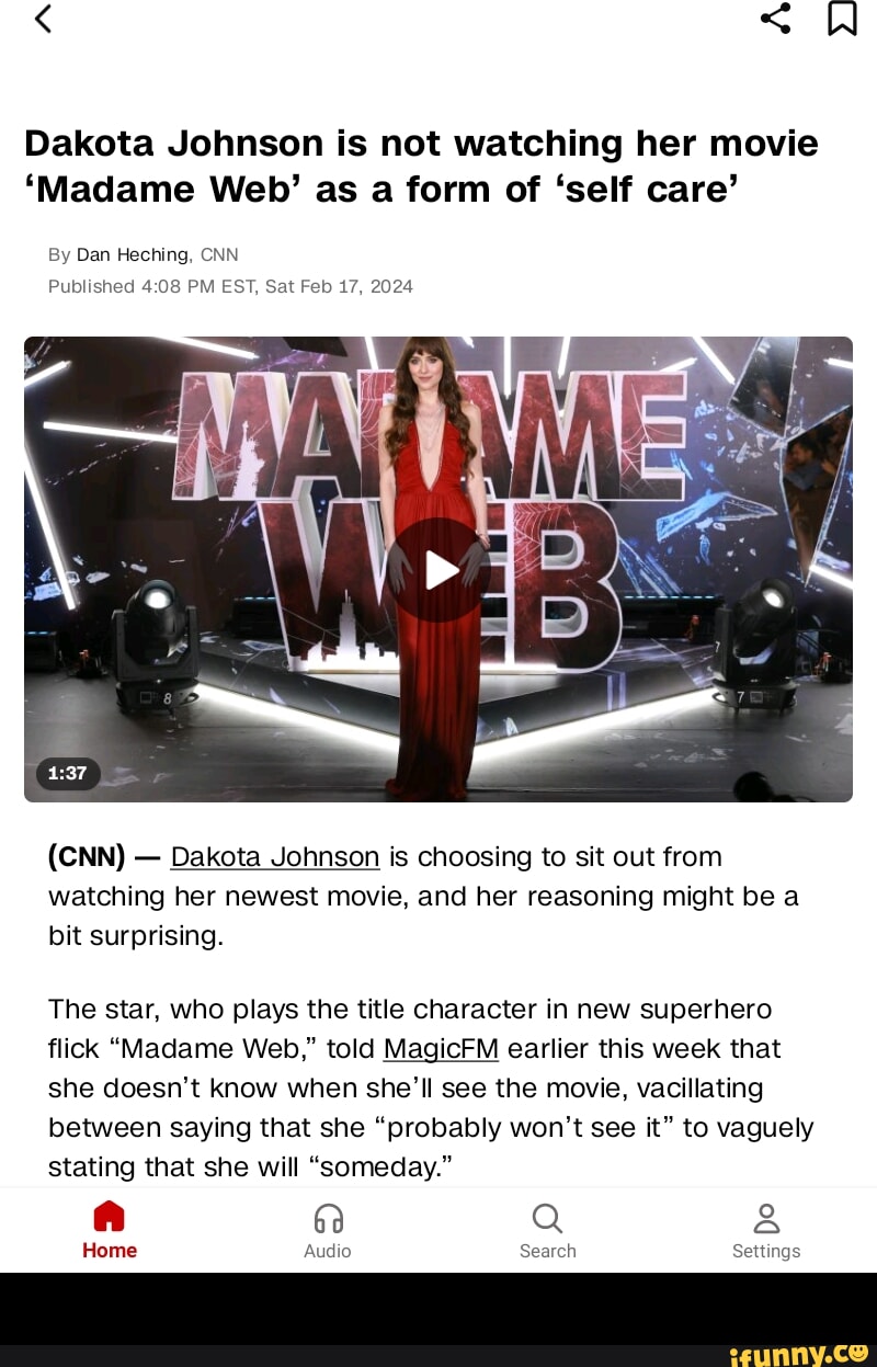 Dakota Johnson is not watching her movie 'Madame Web' as a form of ...