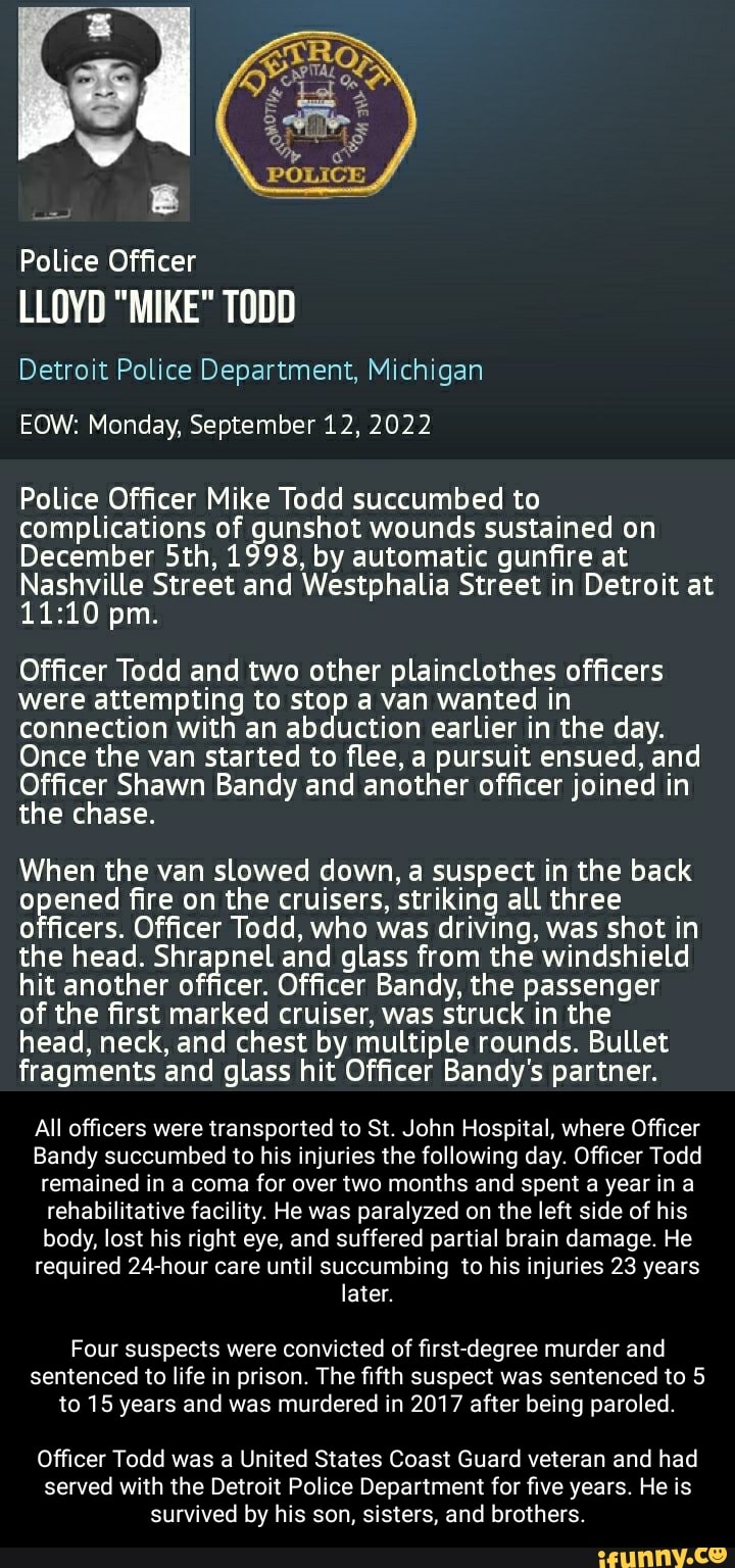 Police Officer LLOYD "MIKE" TODD Detroit Police Department, Michigan ...
