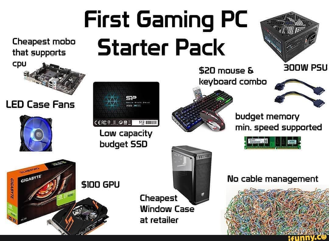 First Gaming PC Starter Pack $20 mouse & 300W PSU jcyboard combo budget ...