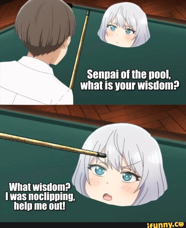 Senpai of the pool, what is your wisdom? hat wisdom? was noclipping, help me out! - iFunny
