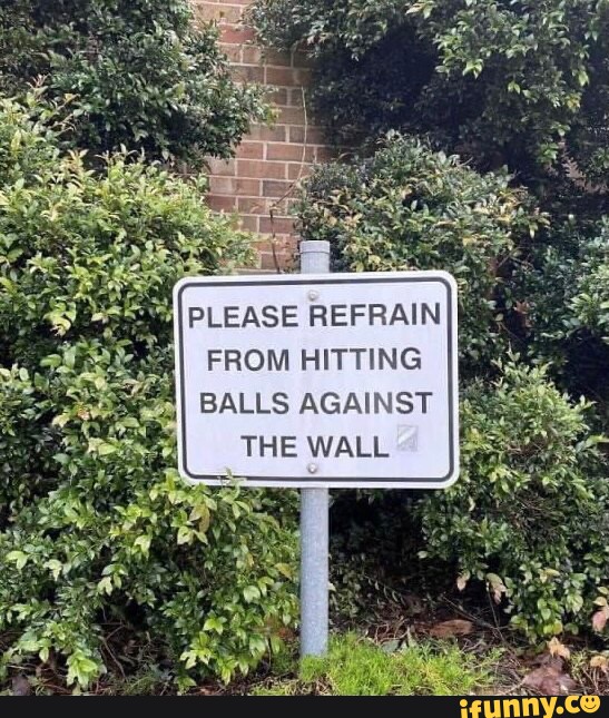 PLEASE REFRAIN FROM FITTING BALLS AGAINST THE WALL - iFunny