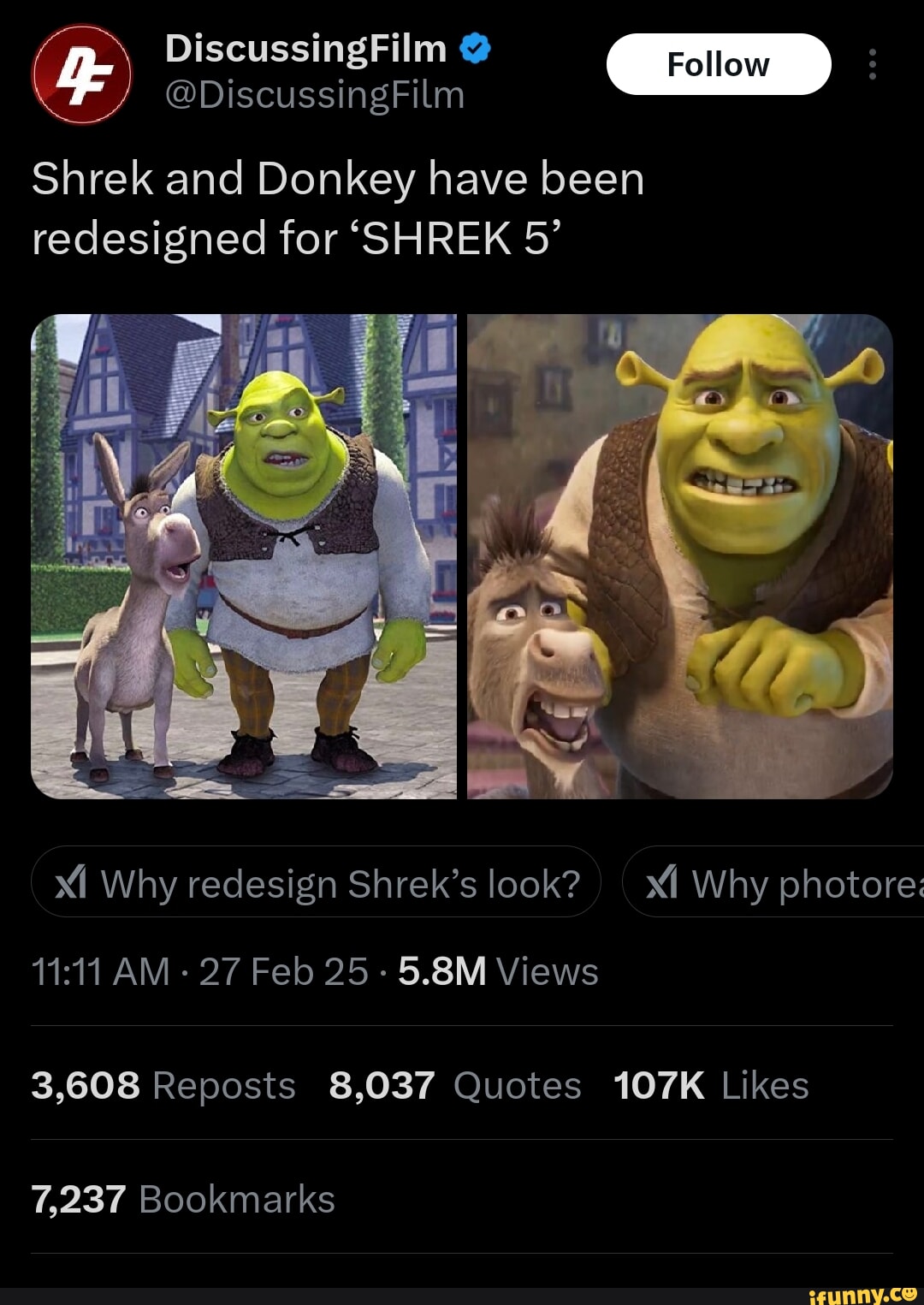 DiscussingFilm @ @DiscussingFilm (Follow Shrek and Donkey have been ...