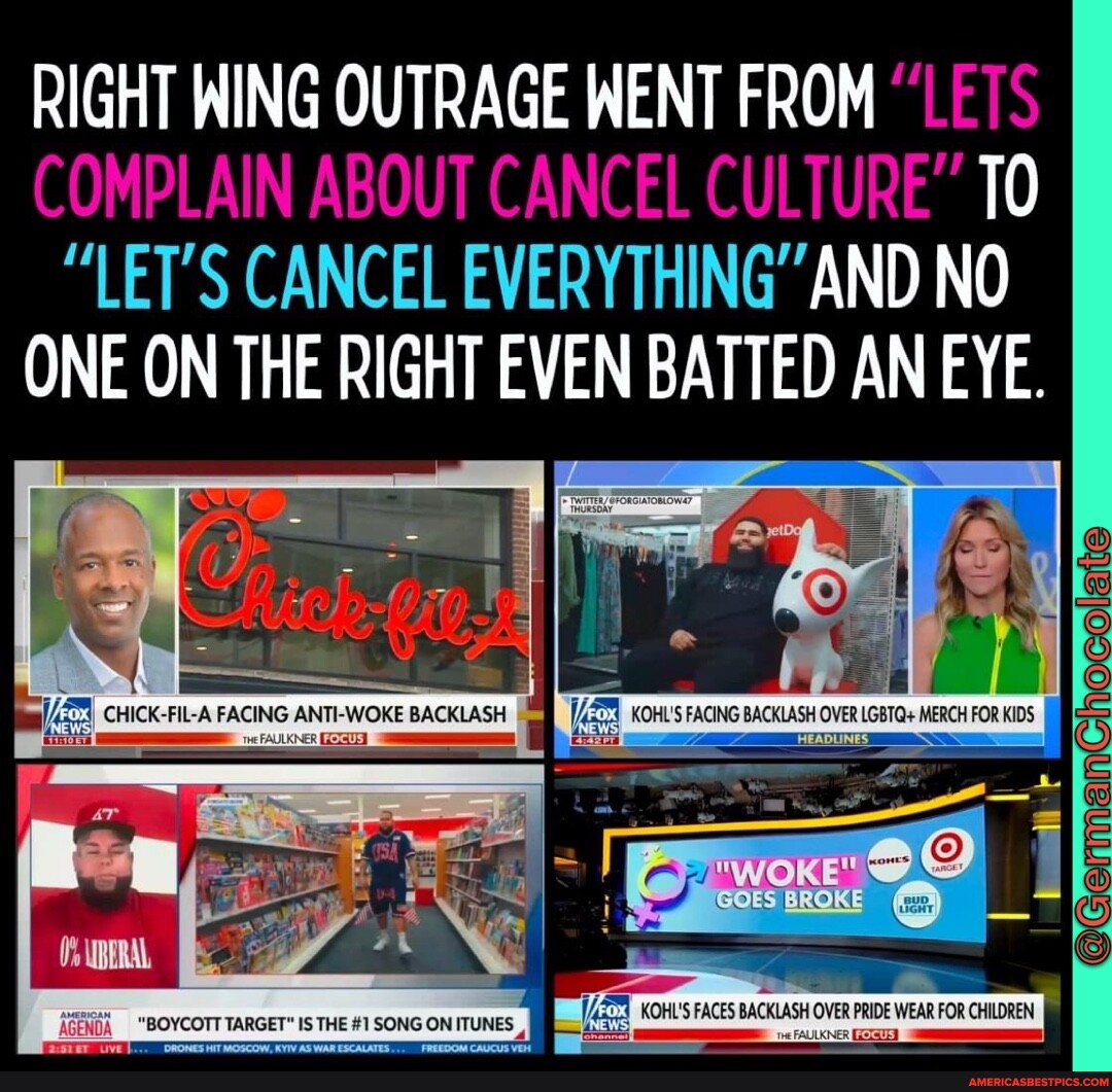 RIGHT WING OUTRAGE WENT FROM "LETS COMPLAIN ABOUT 10 "LET'S CANCEL ...
