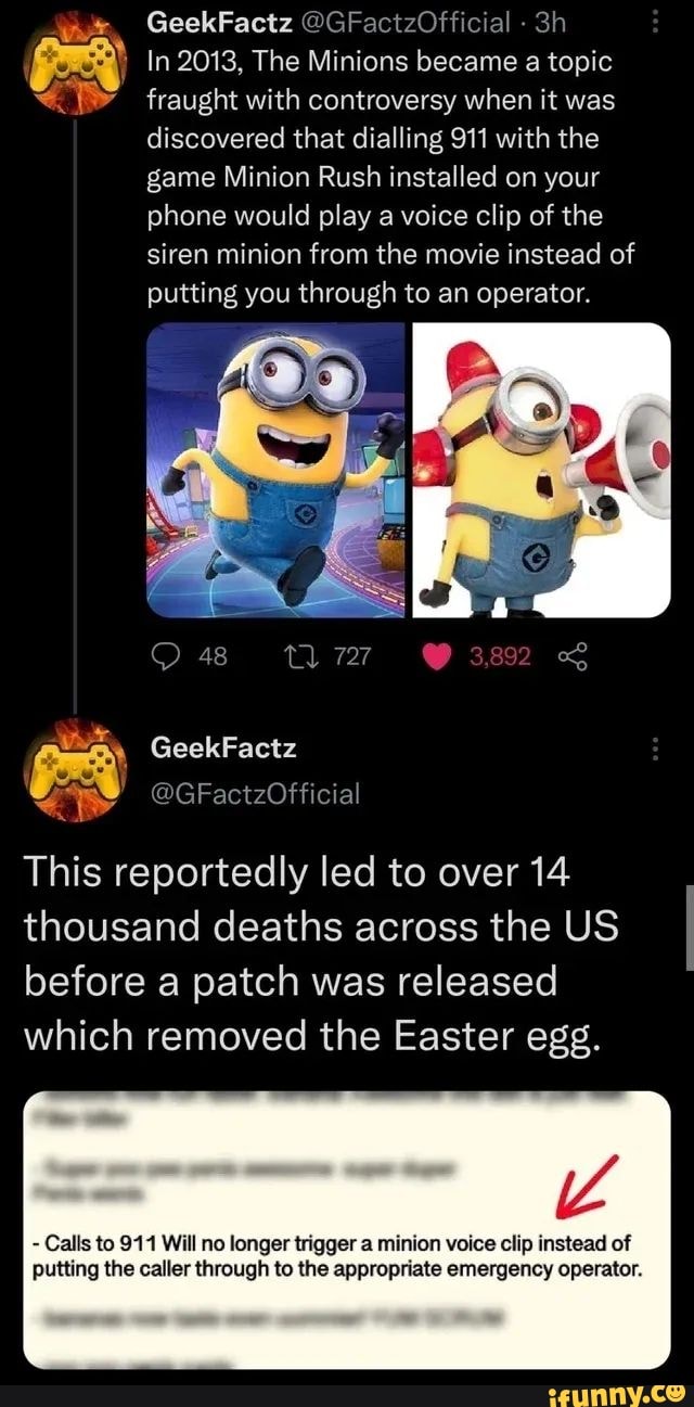GeekFactz @GFactzOfficial - In 2013, The Minions became a topic fraught ...