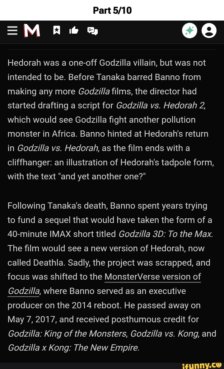 Part =M Awe Hedorah was a one-off Godzilla villain, but was not ...