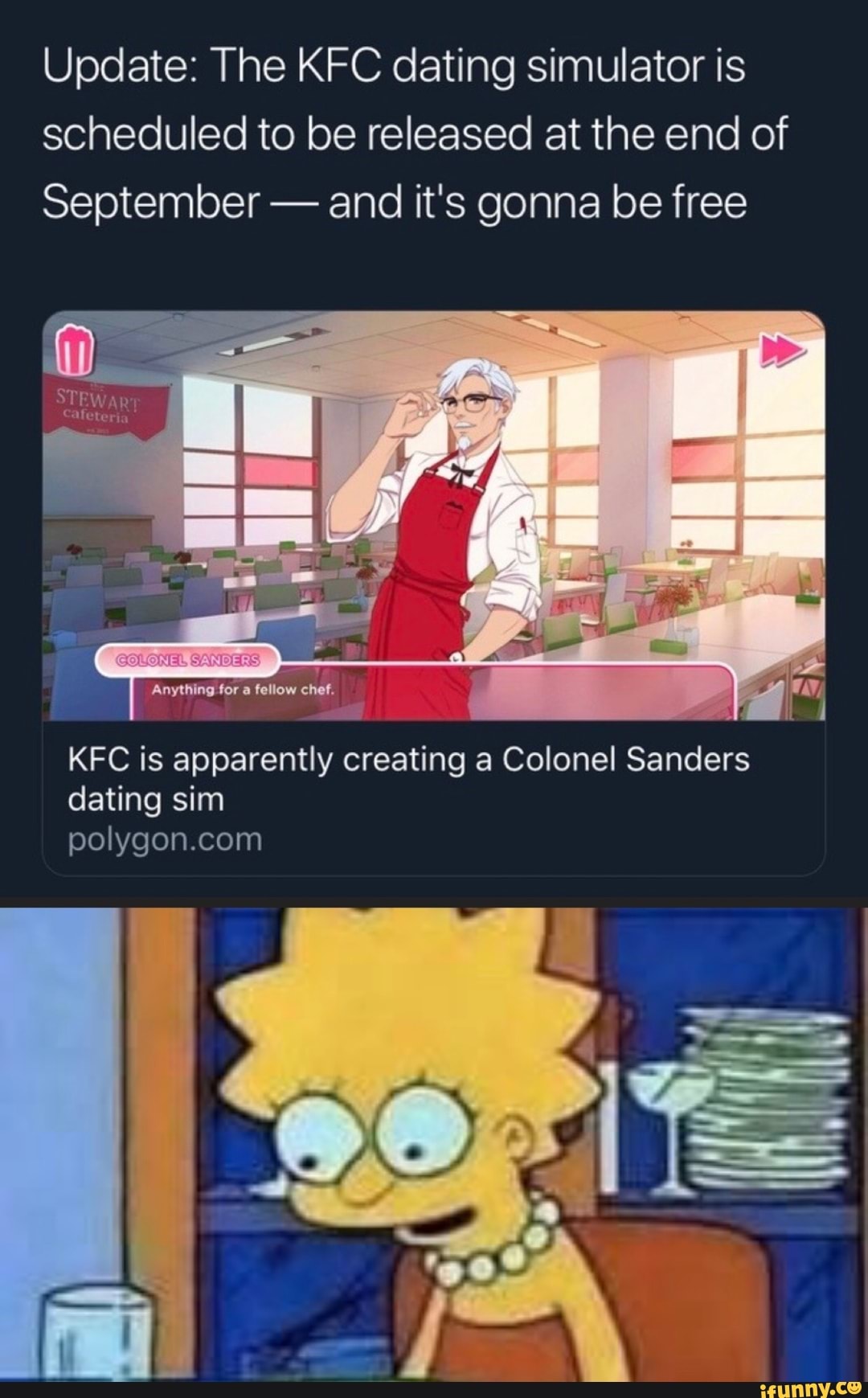 Update: The KFC dating simulator is scheduled to be released at the end ...