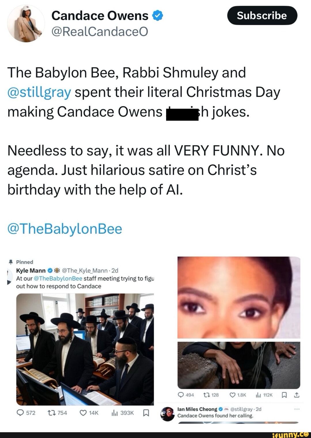 Candace Owens The Babylon Bee, Rabbi Shmuley and @stillgray spent their ...