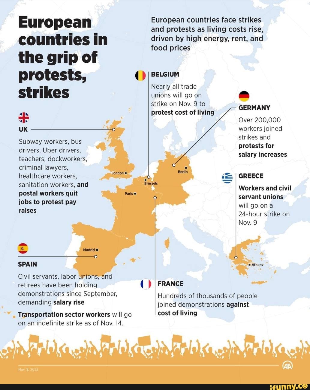 European countries in the grip of protests, strikes UK Subway workers ...