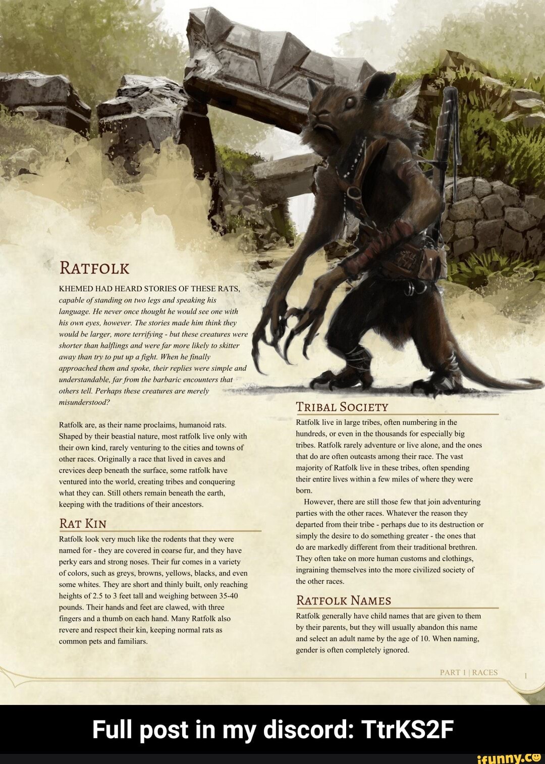 RATFOLK KHEMED HAD HEARD STORIES OF THESE RATS, capable of standing on ...