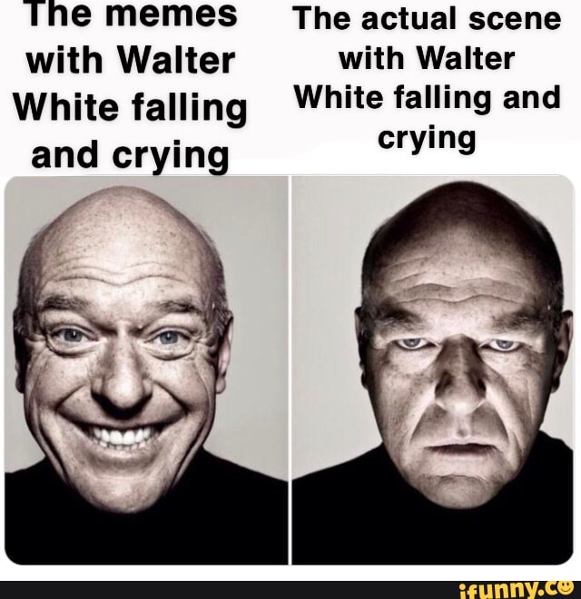 The memes The actual scene with Walter with Walter White falling White ...
