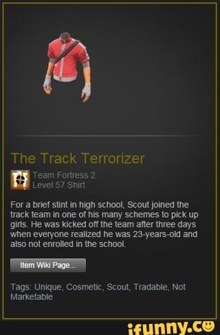 The Track Terrorizer Team Fortress 2 Level Shirt For a brief stint in ...