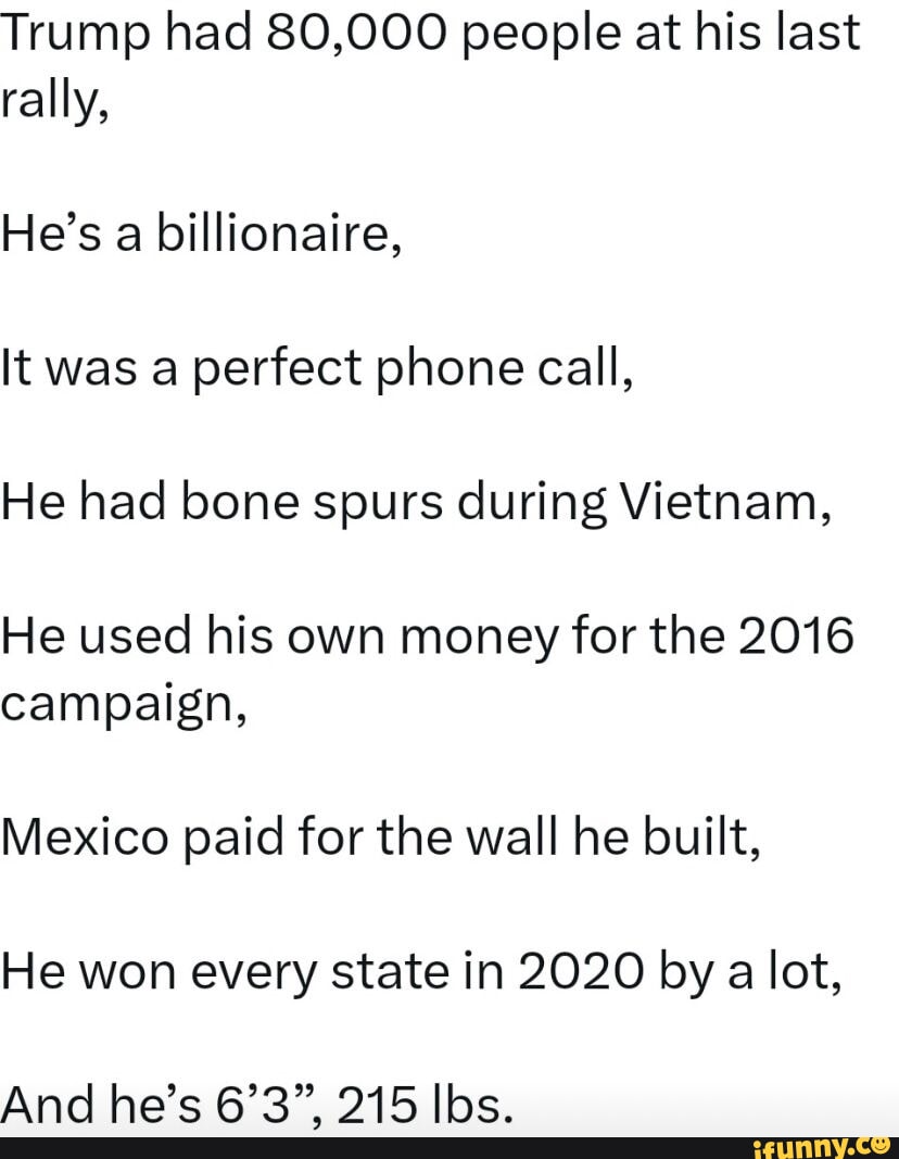 Trump had 80,000 people at his last rally, He's a billionaire, It was a ...
