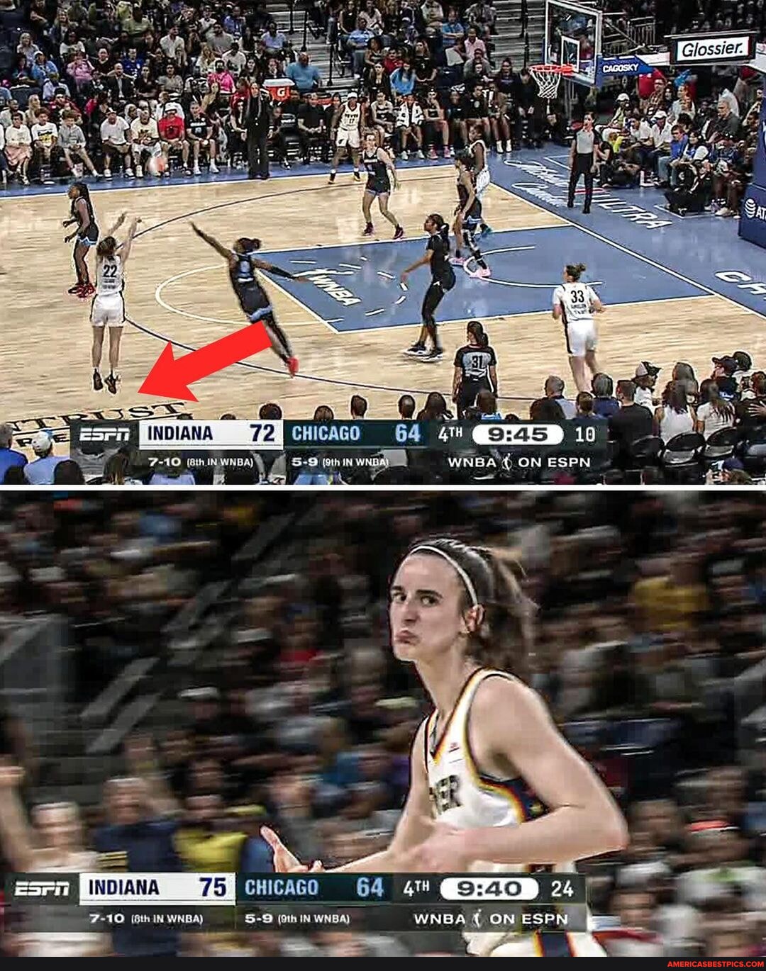 CAITLIN WITH THE DEEP THREE AND SHRUG 😤🔥 - WNBA ON ESPN we 24 I WNBA ON ESPN IN WNBA) IN WNBA ...