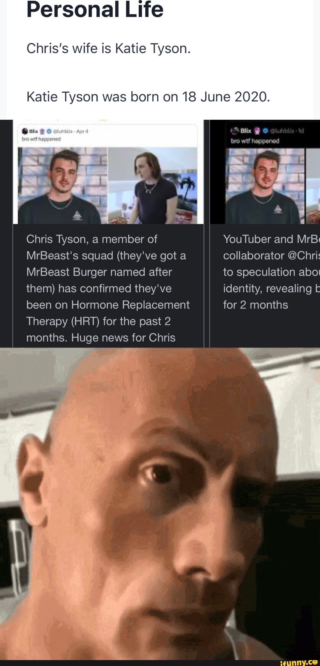 Personal Life Chris's wife is Katie Tyson. Katie Tyson was born on 18 June 2020. YO Chris Tyson ...