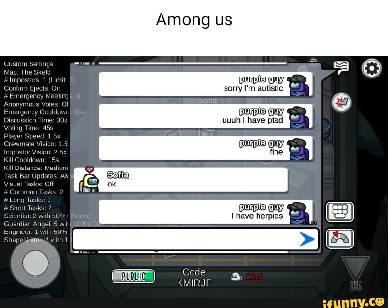 Among us Custom Settings Map: The Skeld (Limit: 2cts: On Emergency ...