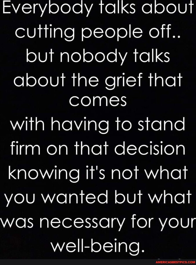 Everybody talks about cutting people off.. but nobody talks about the ...