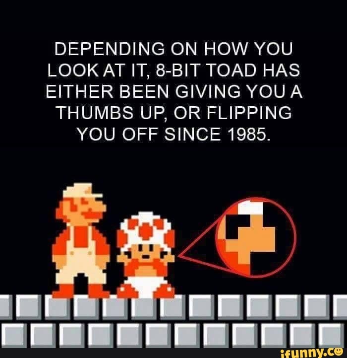 DEPENDING ON HOW YOU LOOK AT IT, 8-BIT TOAD HAS EITHER BEEN GIVING YOU ...