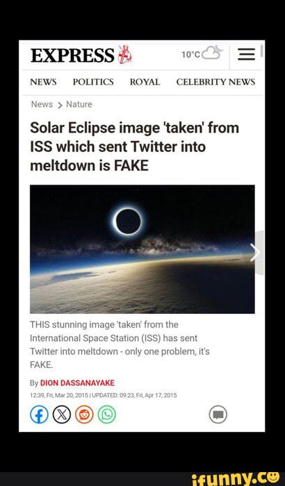 EXPRESS = NEWS POLITICS ROYAL CELEBRITY NEWS Solar Eclipse image 'taken ...