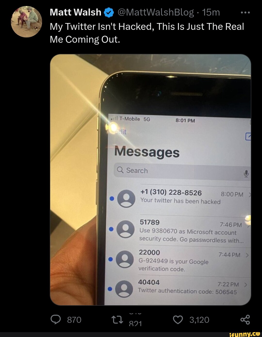 Matt Walsh @MattWalshBlog - My Twitter Isn't Hacked, This Is Just The Real Me Coming Out. I 870 ...