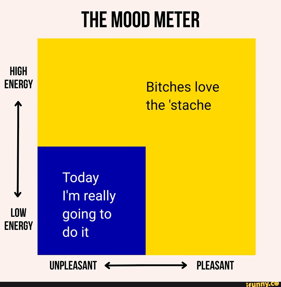 THE MOOD METER HIGH ENERGY Bitches love the 'stache Today I'm really ...