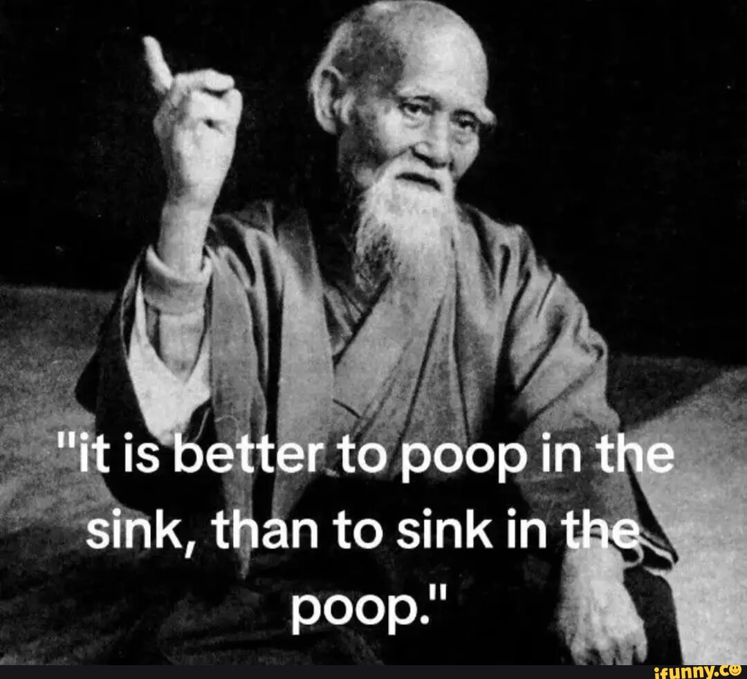 "itis better to poop in the sink, than to sink in the poop.' - iFunny