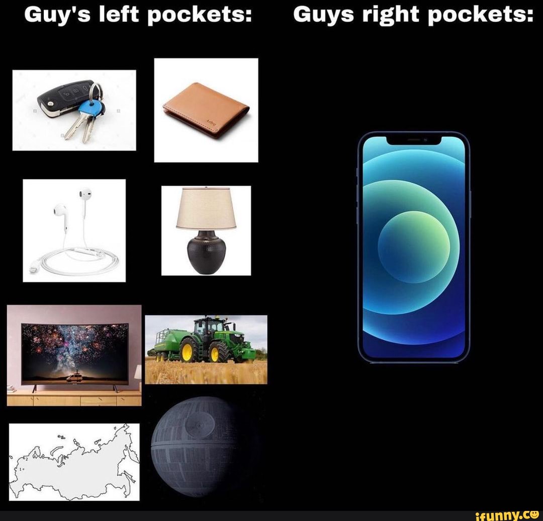 True - Guy's left pockets: Guys right pockets: - iFunny