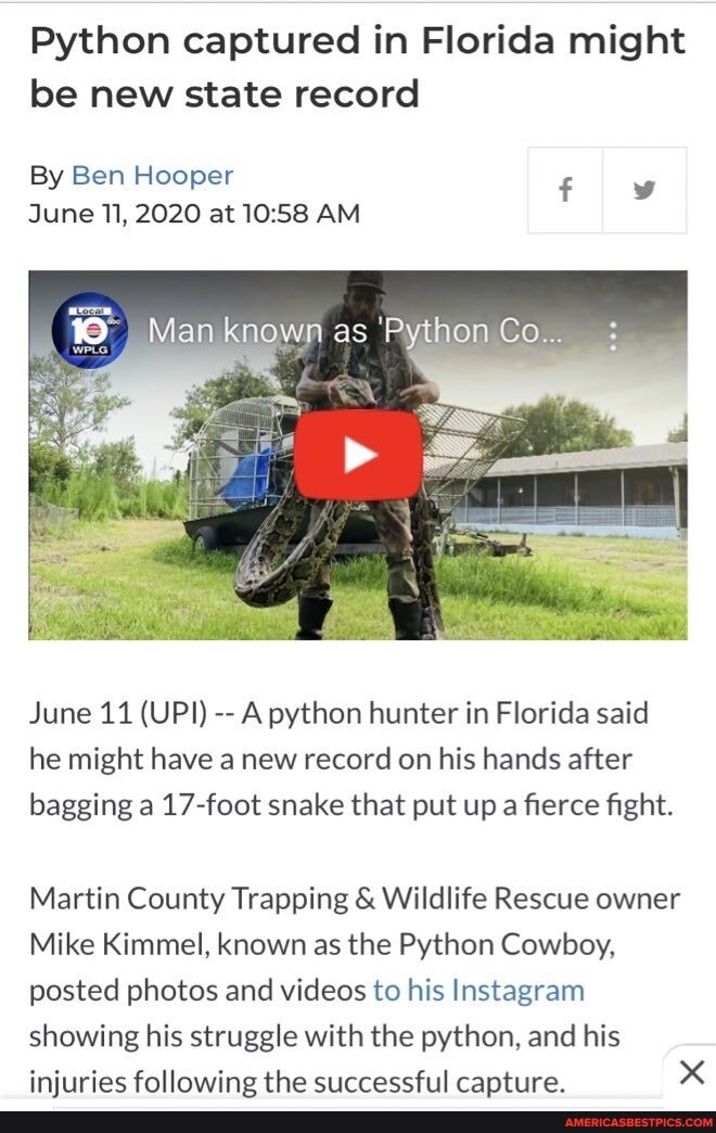 Python captured in Florida might be new state record By Ben Hooper f ...