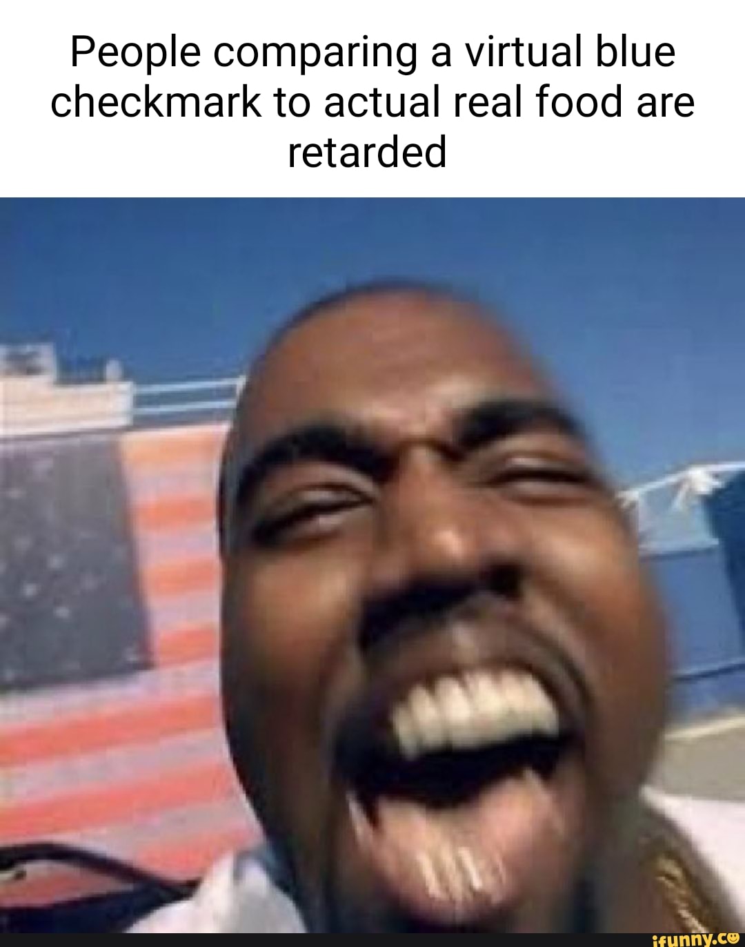 People comparing a virtual blue checkmark to actual real food are ...
