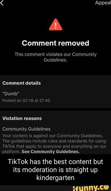 Appeal Comment removed This comment violates our Community Guidelines ...
