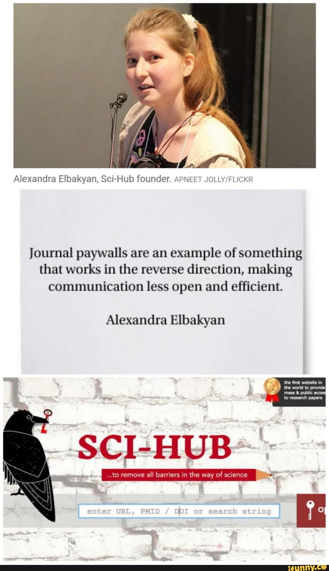 Alexandra Elbakyan, Sci-Hub founder. APNEET JOLLY/FLICKR Journal ...