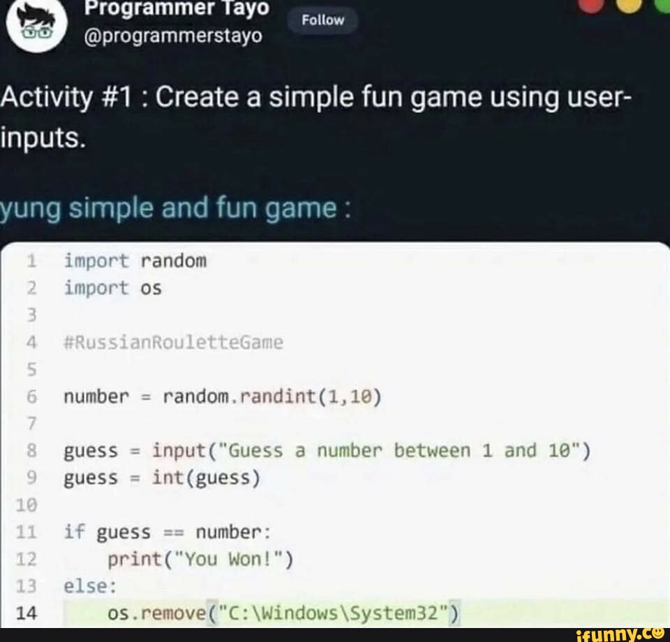 Rogrammer @programmerstayo Follow Activity #1 : Create a simple fun ...