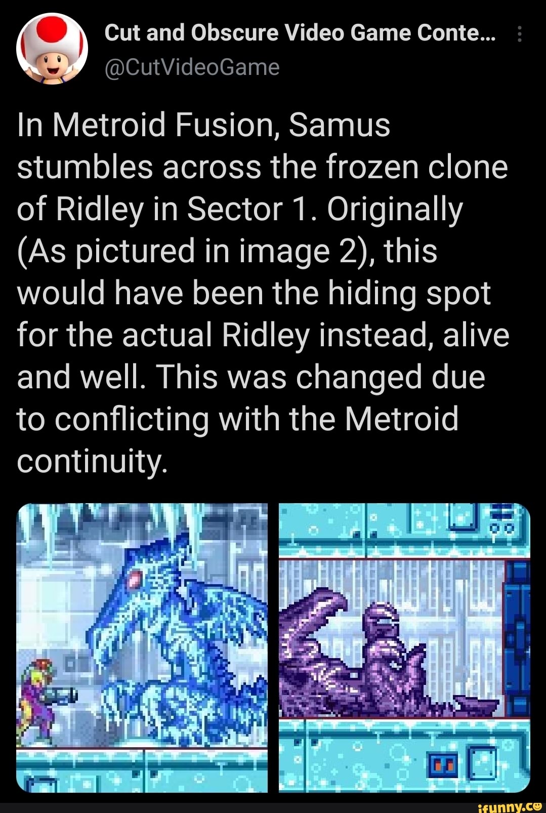 Cut and Obscure Video Game Conte... In Metroid Fusion, Samus stumbles ...