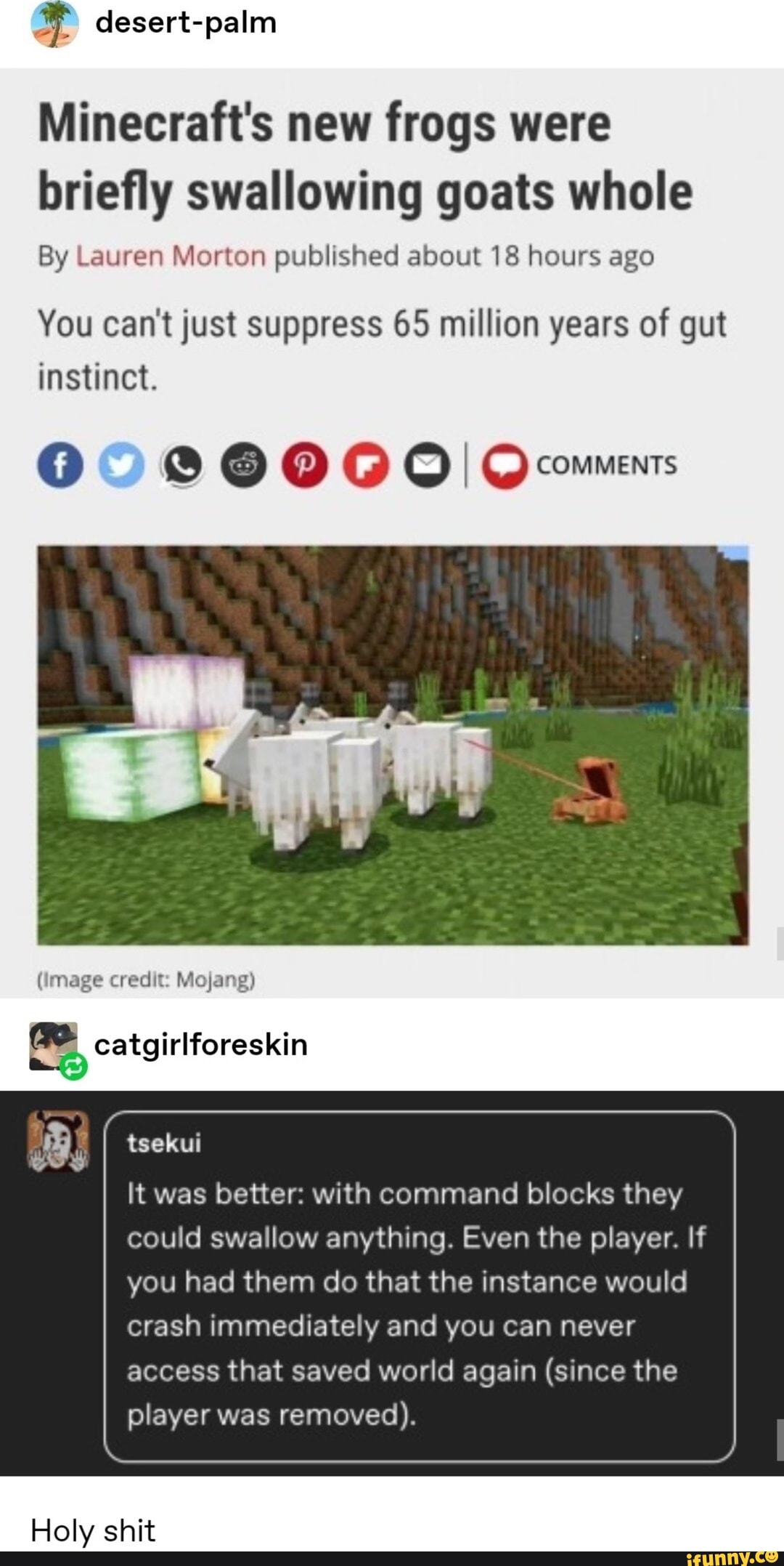 Desert-palm Minecraft's new frogs were briefly swallowing goats whole ...