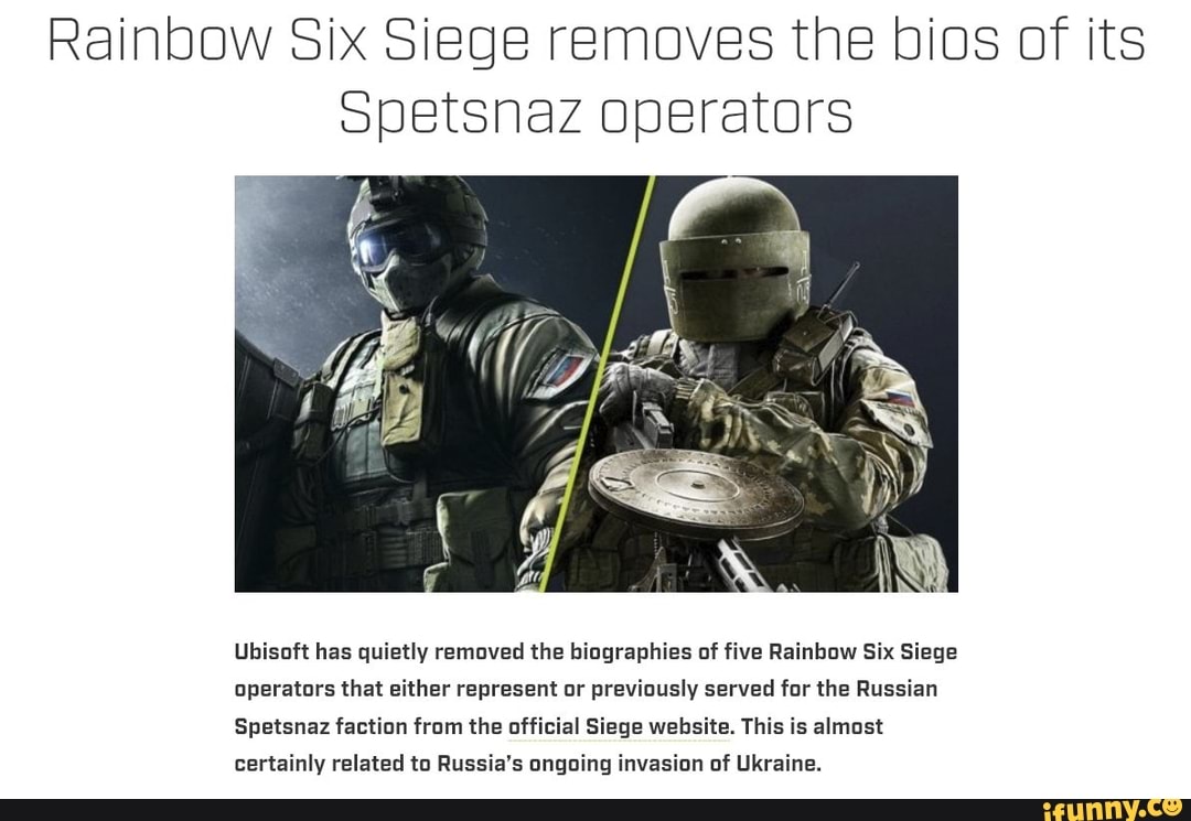 Rainbow Six Siege removes the bias of its spetsnaz operators Ubisoft ...