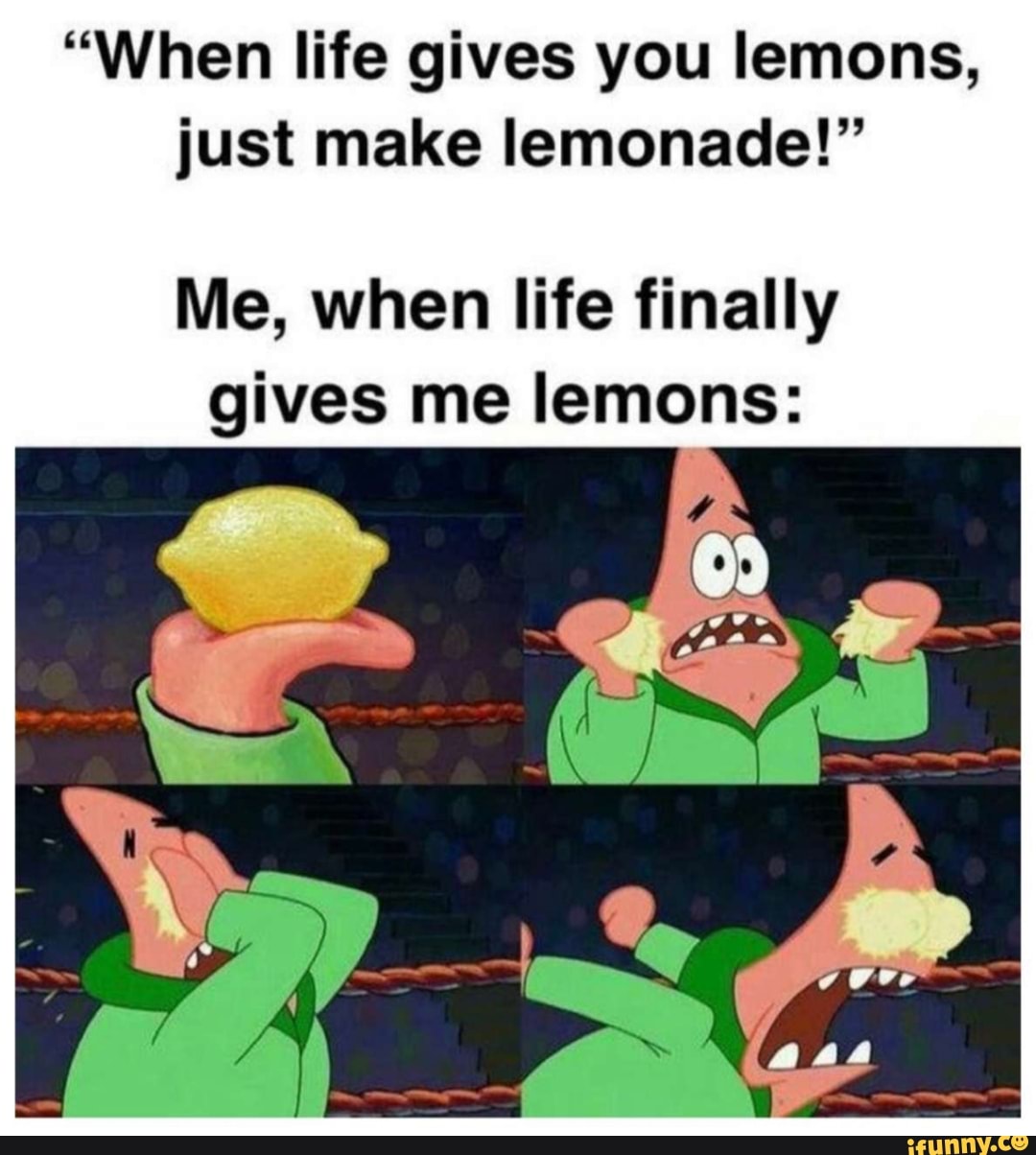"When life gives you lemons, just make lemonade!" Me, when life finally ...