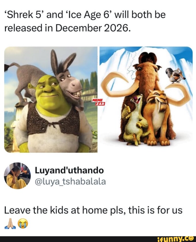 'Shrek 5' and 'Ice Age 6' will both be released in December 2026. Leave ...