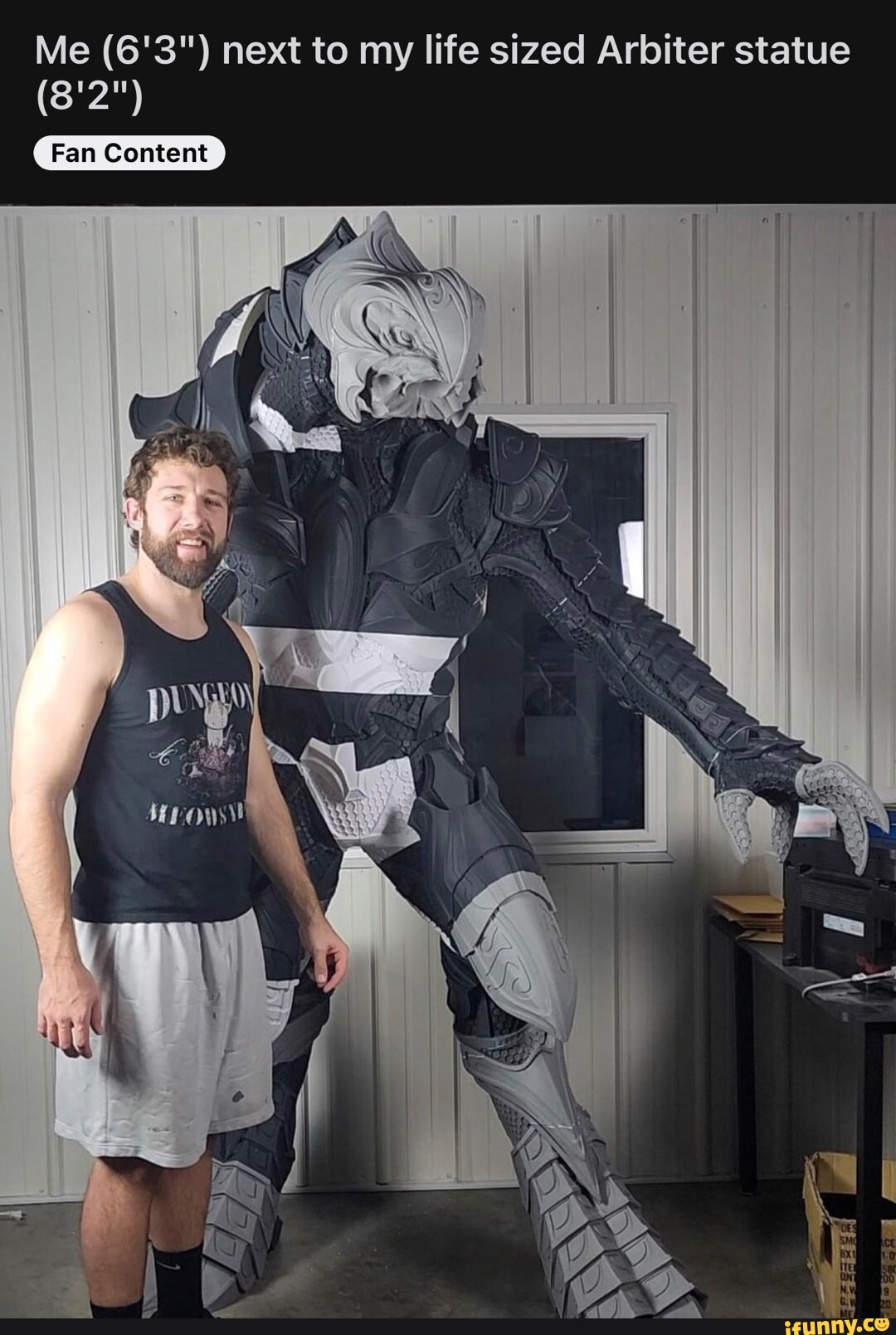 Me (6'3") next to my life sized Arbiter statue (8'2") Fan Content - iFunny