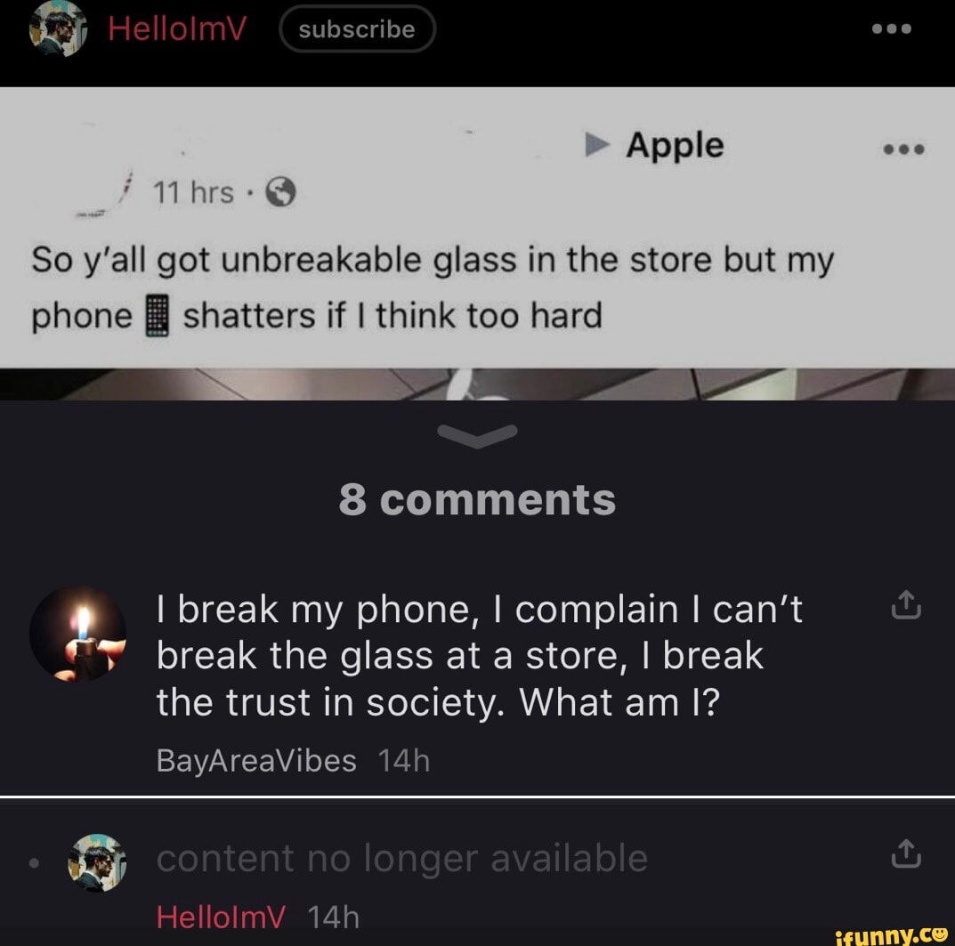 HellolmV subscribe eco Apple So y'all got unbreakable glass in the ...
