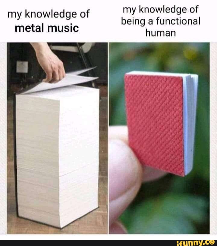 My knowledge of being a functional human my knowledge of metal music ...