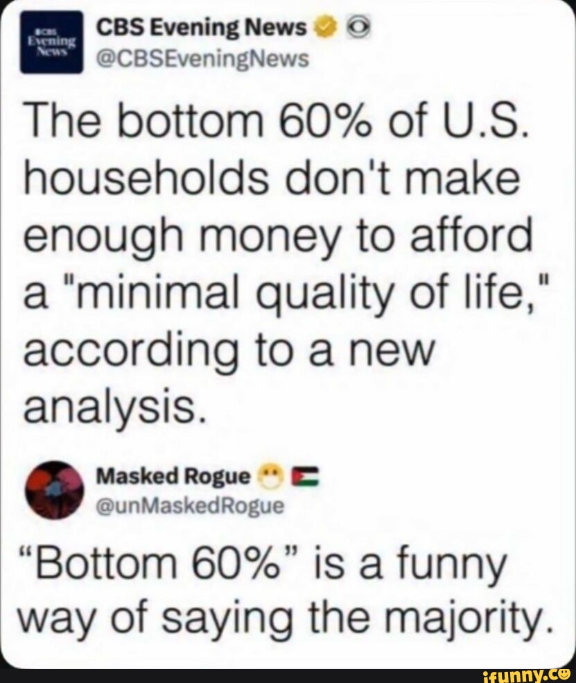 CBS Evening News The bottom 60% of U.S. households don't make enough ...