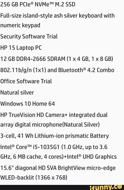 256 GB SSD Full-size island-style ash silver keyboard with numeric ...