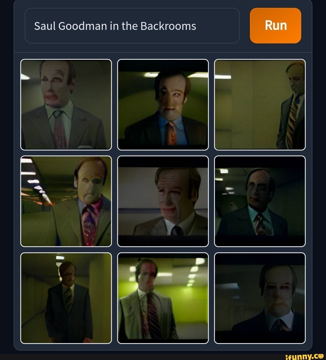 Saul Goodman in the Backrooms Run - iFunny