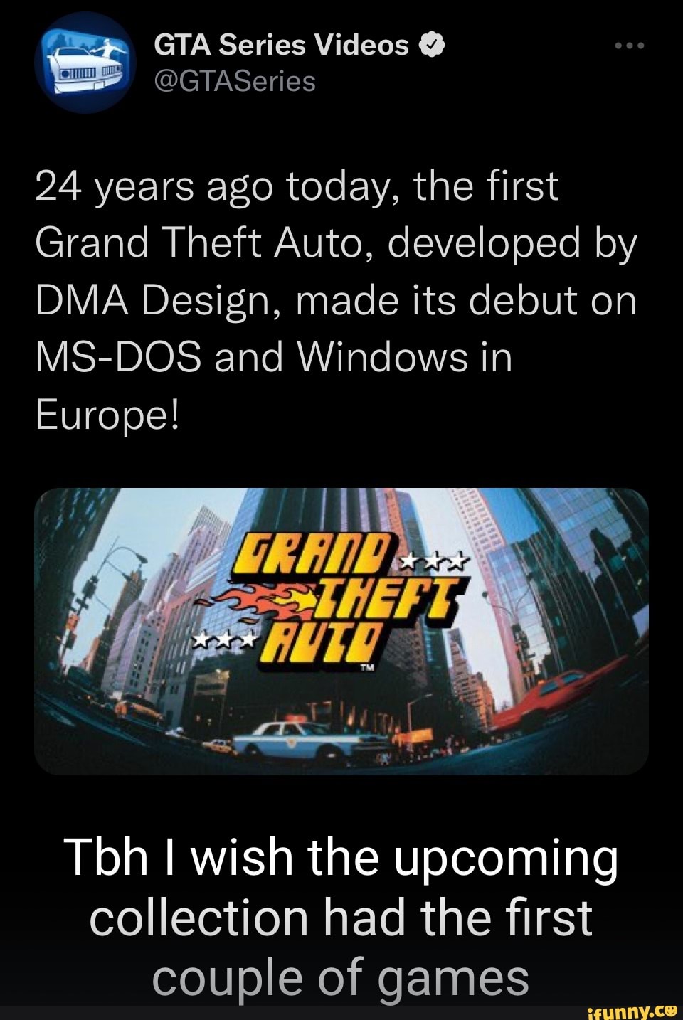 24 years ago today, the first Grand Theft Auto, developed by DMA Design ...