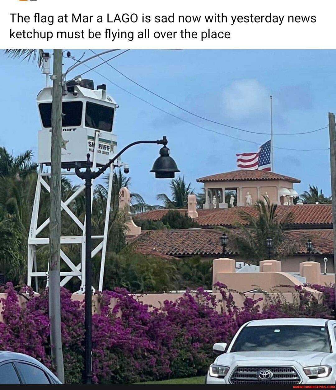 The flag at Mar a LAGO is sad now with yesterday news ketchup must be ...