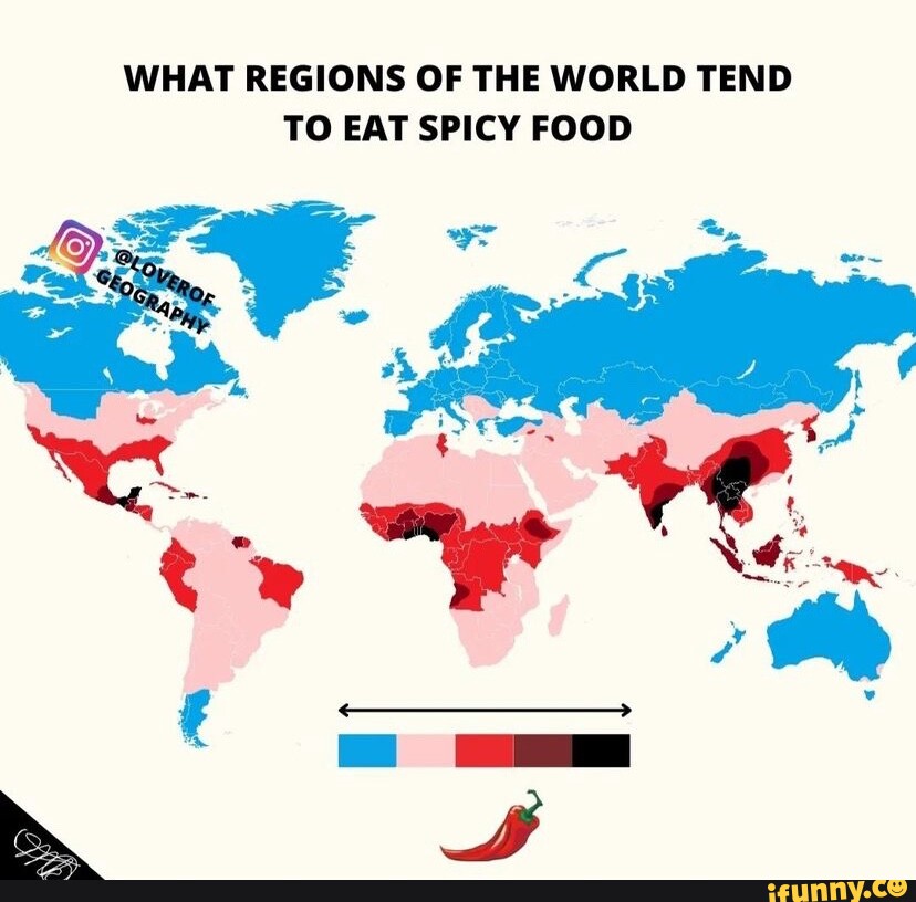 WHAT REGIONS OF THE WORLD TEND TO EAT SPICY FOOD - iFunny
