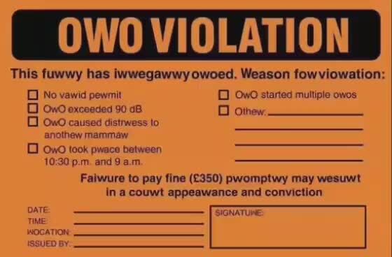 OWO VIOLATION This fuwwy has iwwegawwy owoed. Weason fowviowation: eet ...